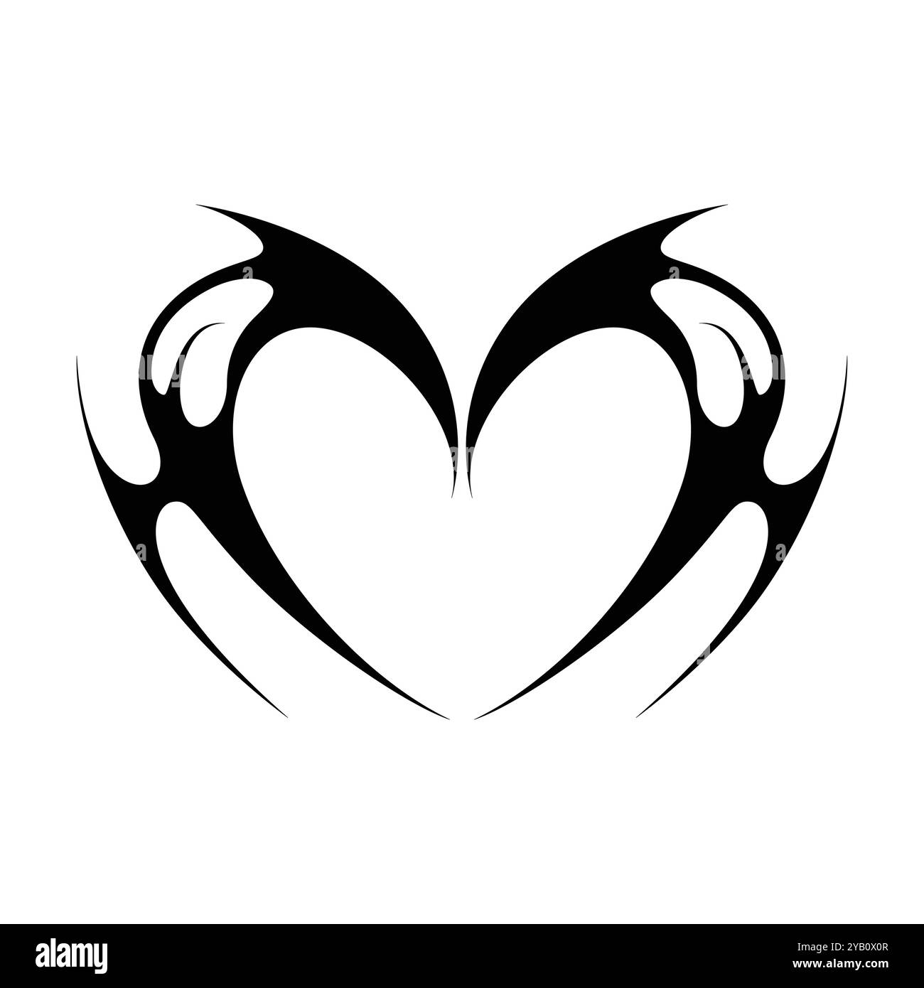 Neo tribal y2k gothic style tattoo. Cyber sigilism heart design. Vector ...