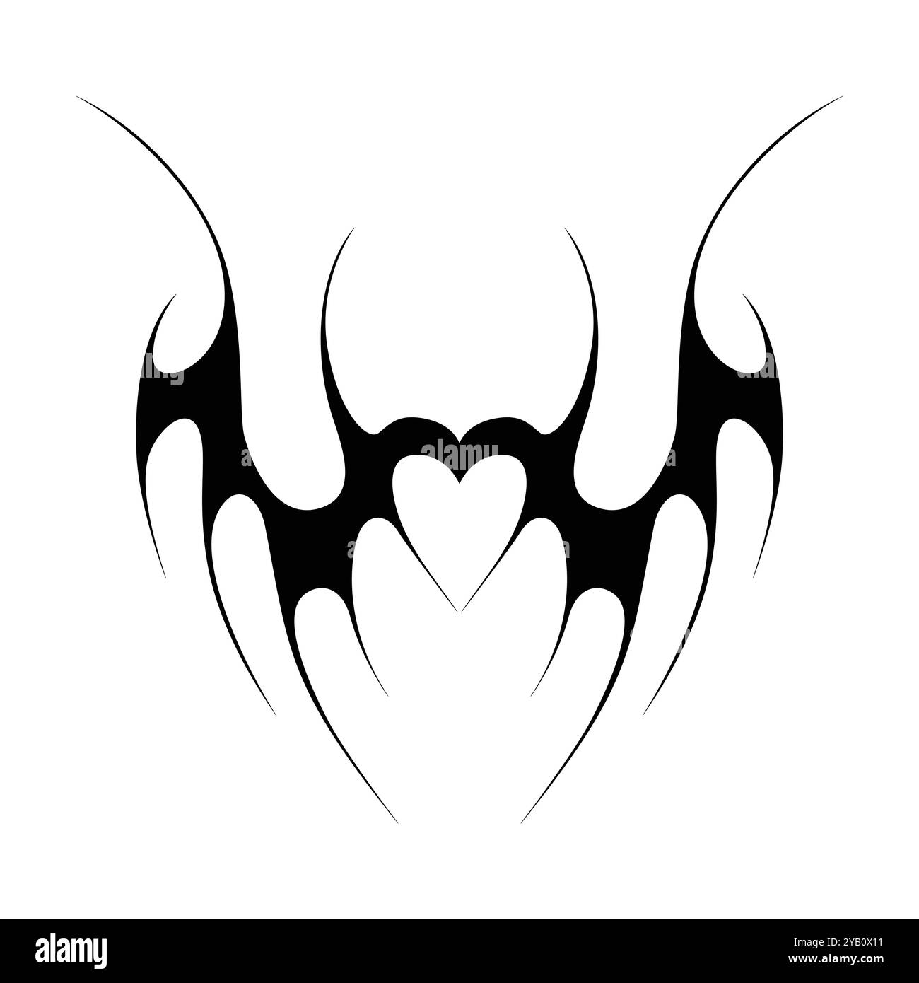 Neo tribal y2k gothic style tattoo. Cyber sigilism heart design. Vector ...