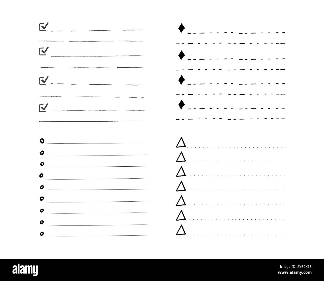 Set To do check list page doodle blank. Reminder, memo note hand drawn ...