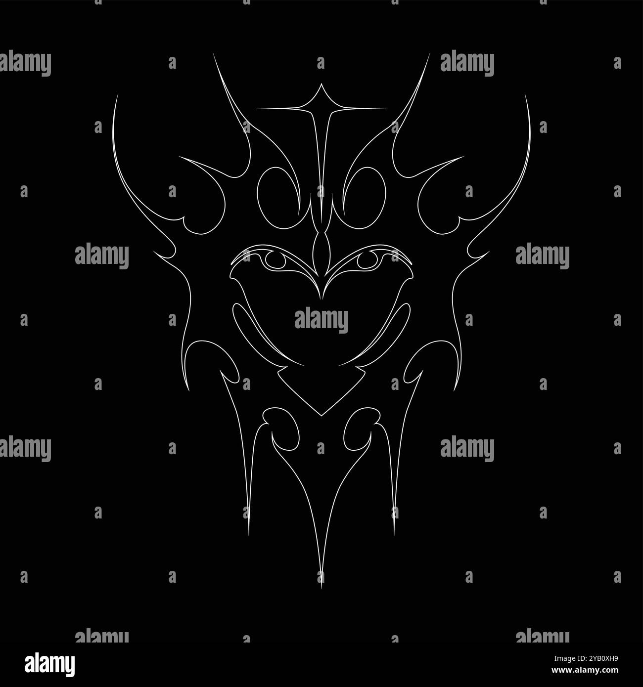 Neo tribal y2k gothic style tattoo. Cyber sigilism heart design ...