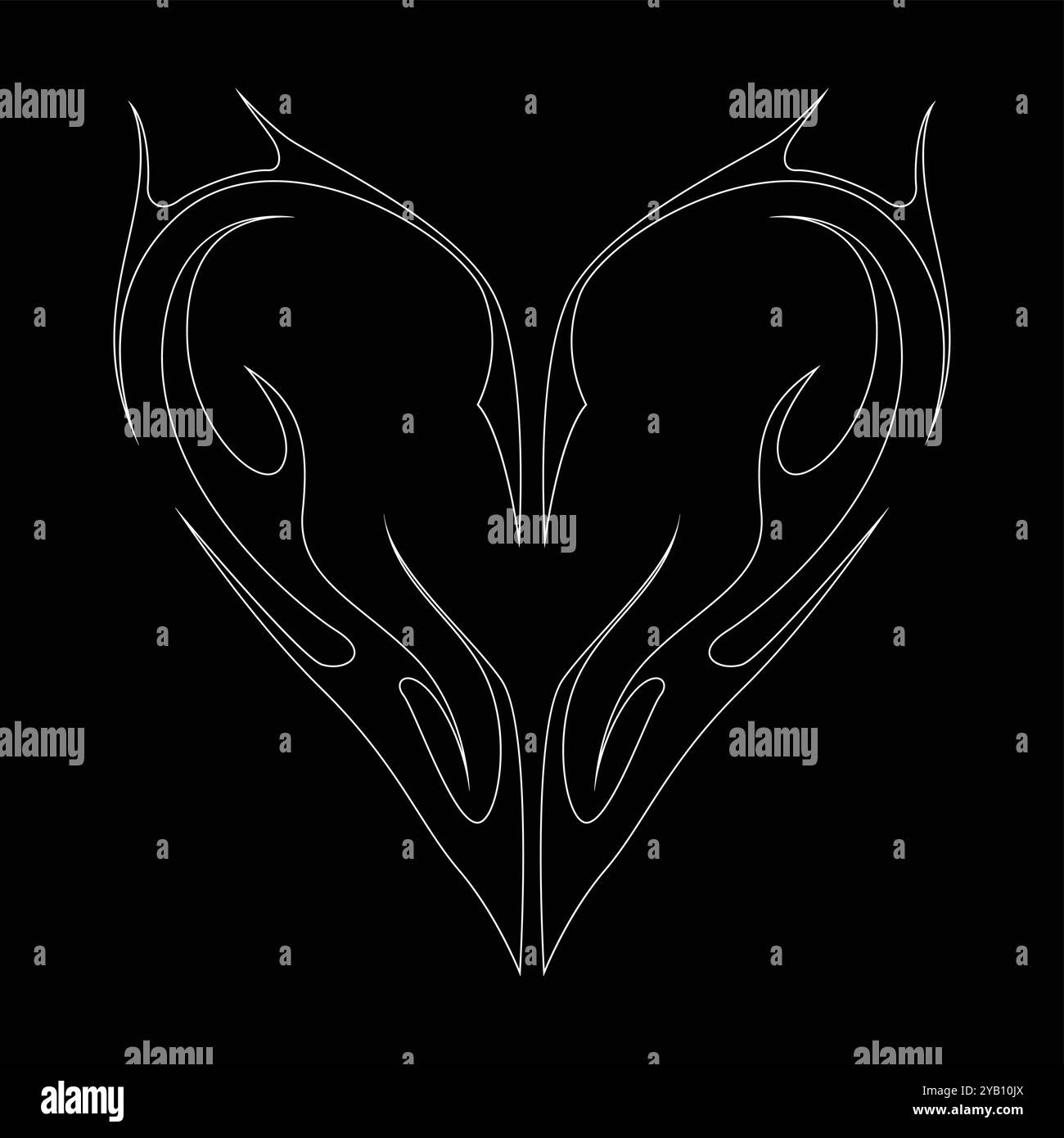 Neo tribal y2k gothic style tattoo. Cyber sigilism heart design ...