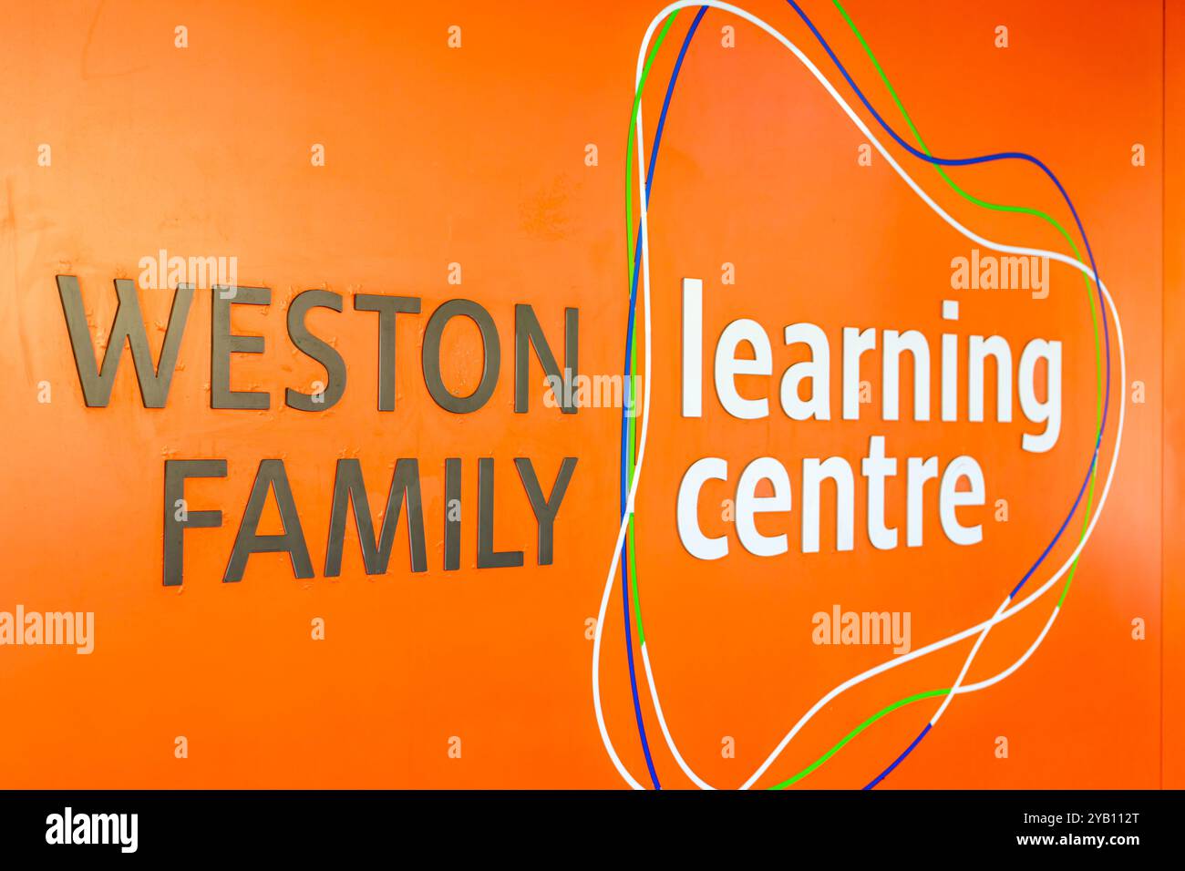 A sign for the Weston Family Learning Centre on the facade of the Art ...