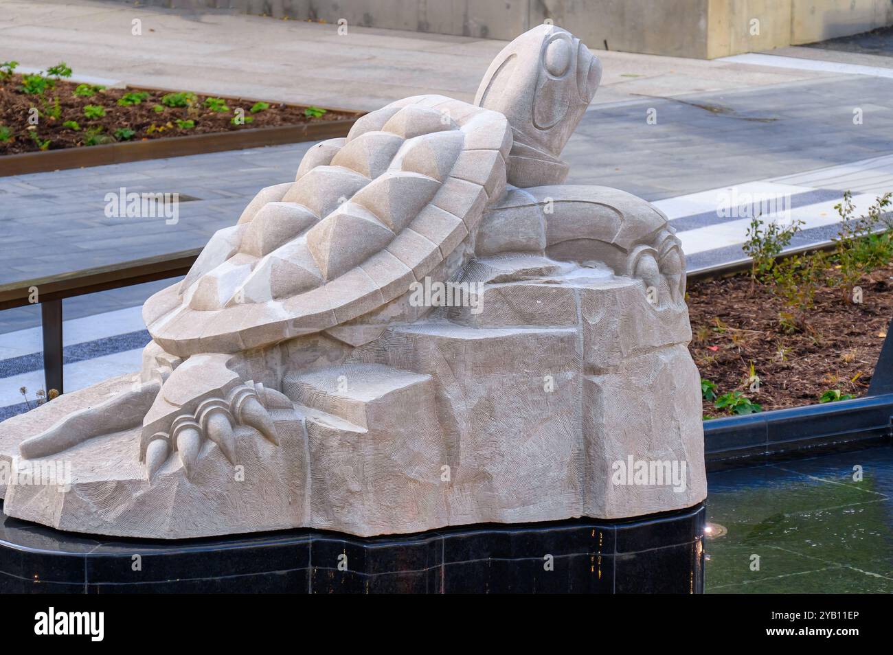 Stone sculpture of a turtle in the Spirit Garden at Nathan Phillips ...