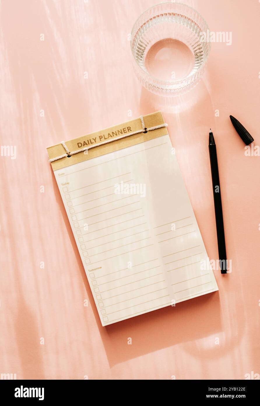 Flat lay minimalist daily planner with a simple design, featuring ...