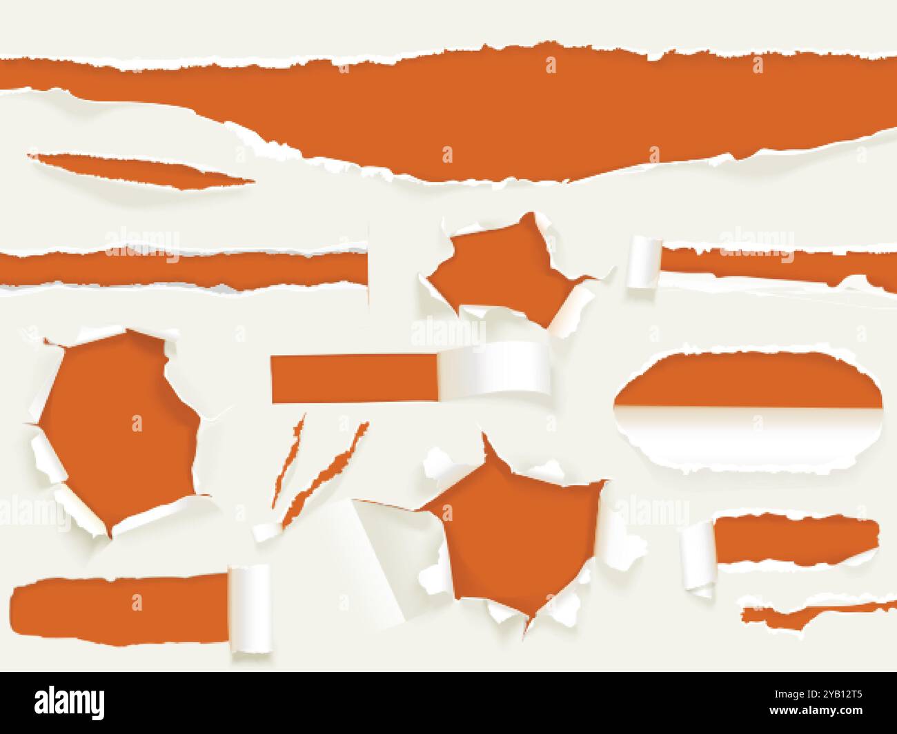 Realistic paper holes. Torn papers hole effect, ripped page breaks ...