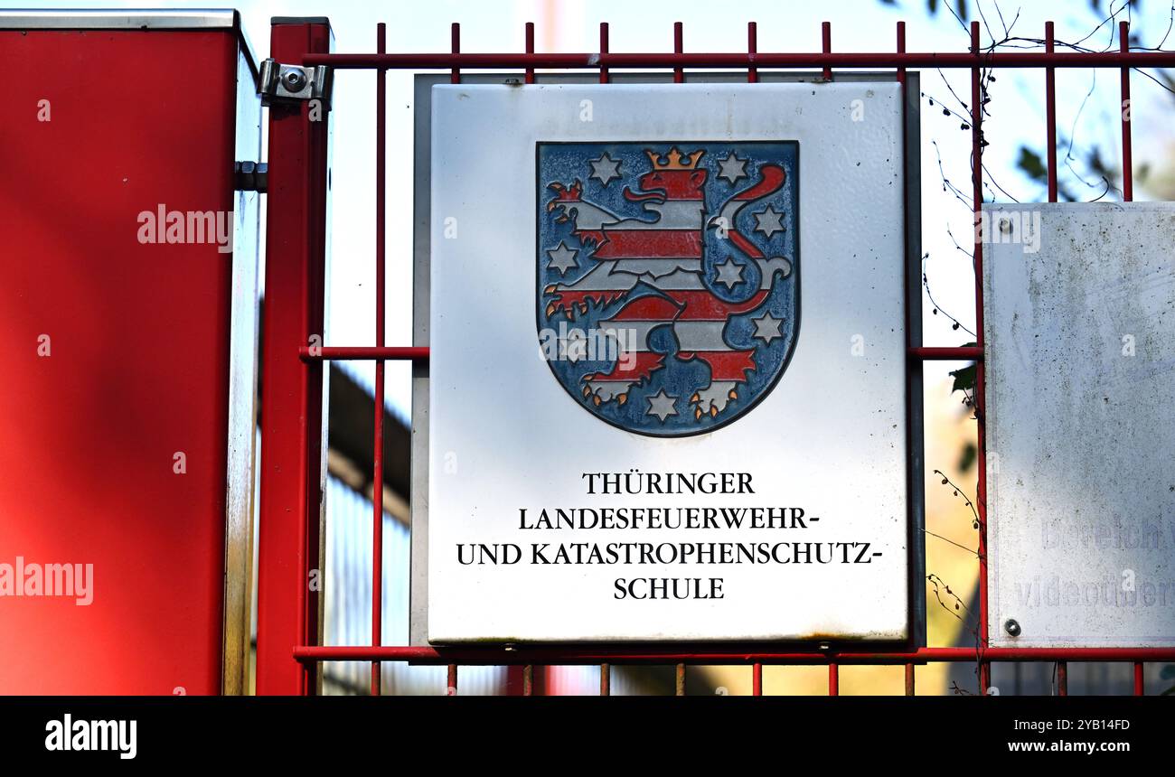 16 October 2024, Thuringia, Bad Köstritz: The authority sign with the ...