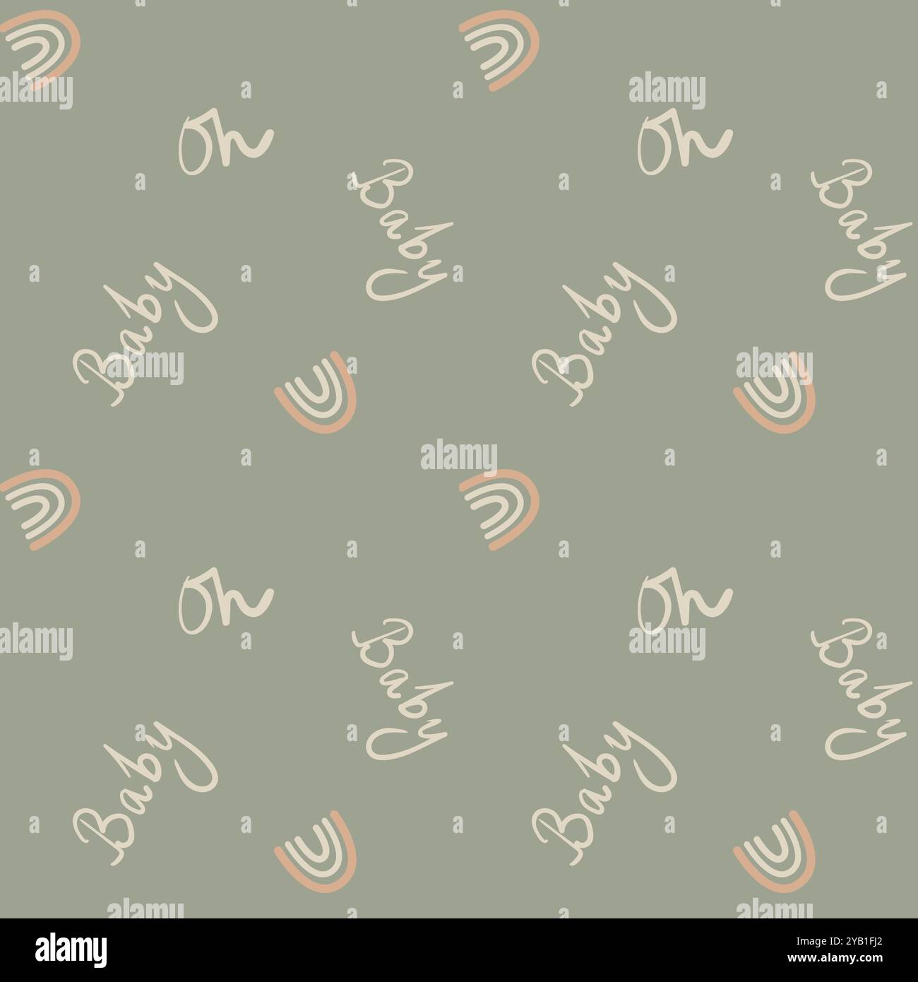 Oh Baby text and rainbow vector seamless pattern background. Cute ...