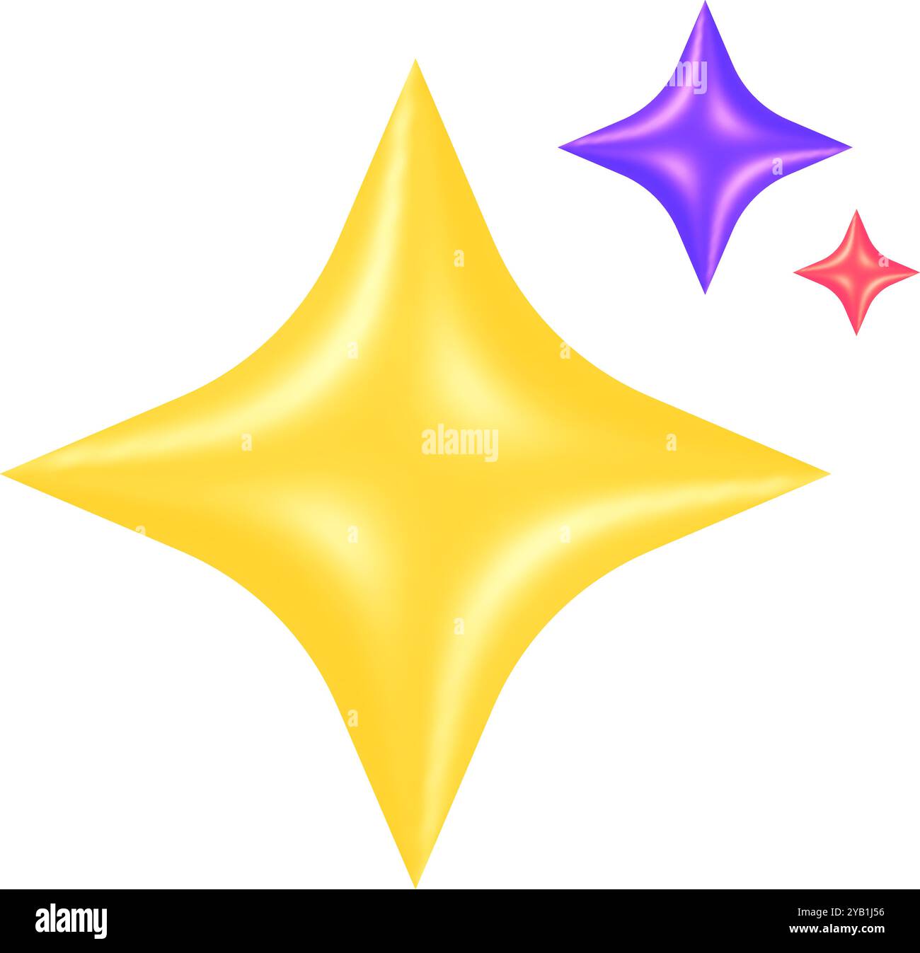 Bright glossy 3d stars on a white background. Vector illustration Stock ...