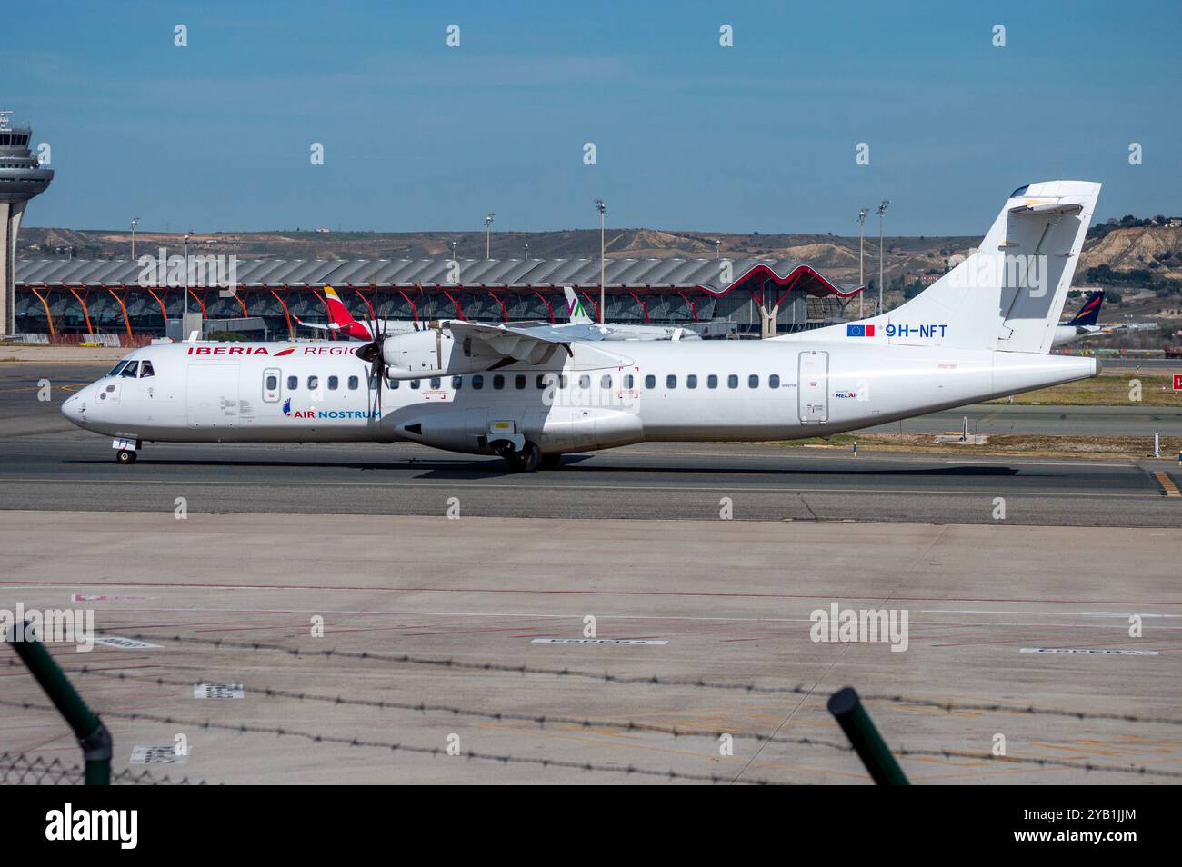 Regional turboprop aircraft. ATR 72 plane of the Mel Air airline ...