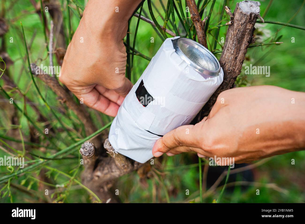 homemade pinhole camera or stenopeic camera, made with a can and ...