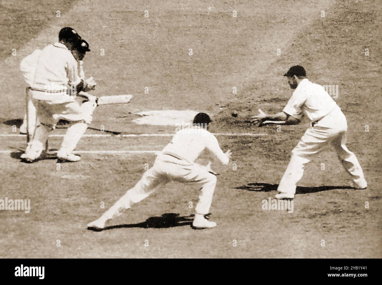 ENGLISH CRICKET - 1936-7 season - A scene featuring Hammond taking ...