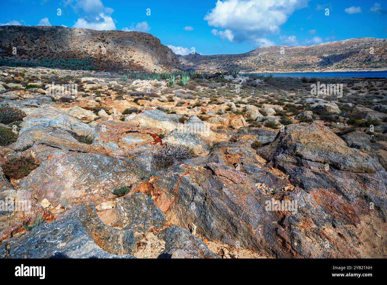 Beautiful but rough and impressive rocky terrain with mediterranean ...