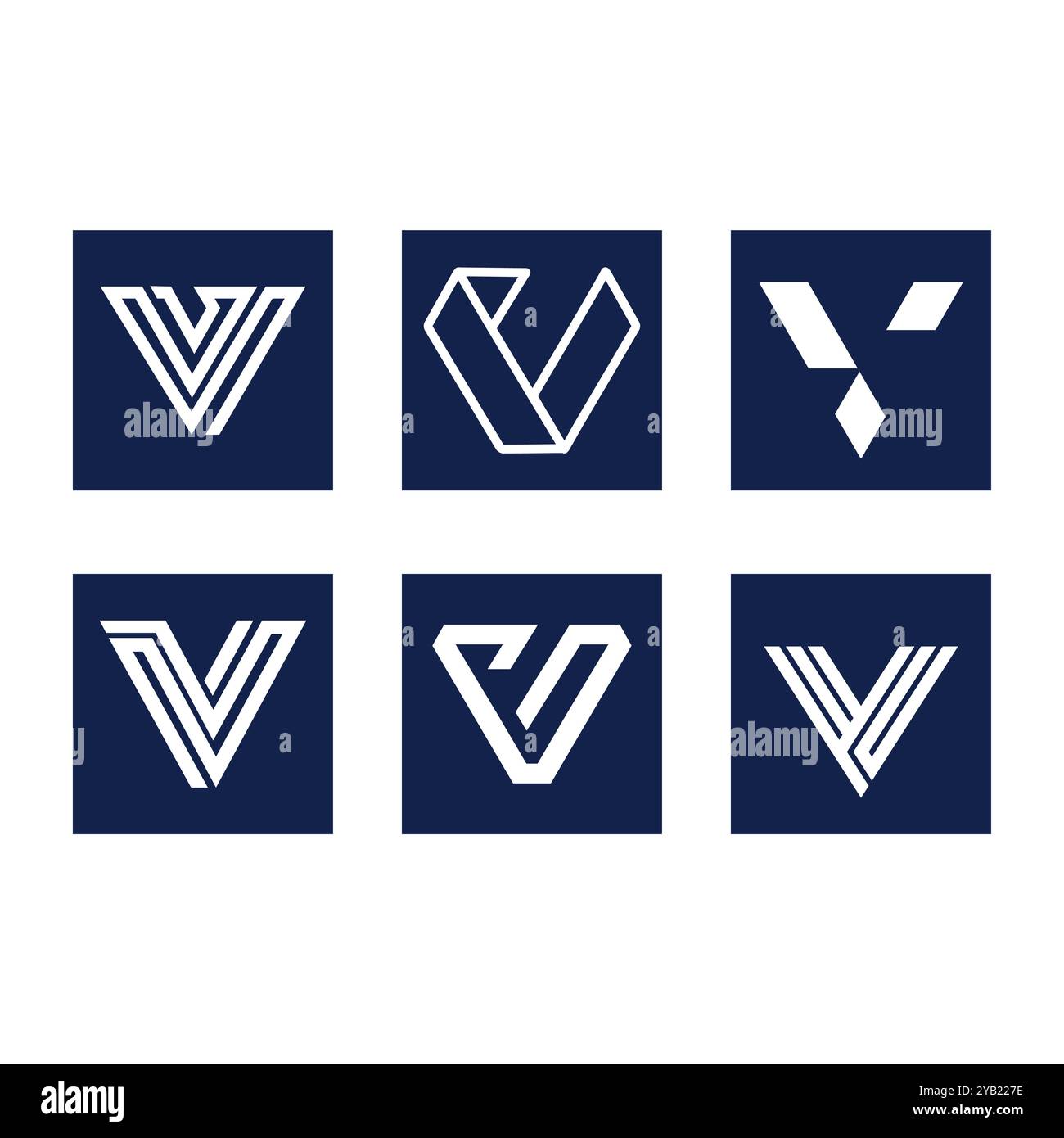 Set Collection of Initial Geometric Line Letter V Monogram Icon Symbol ...