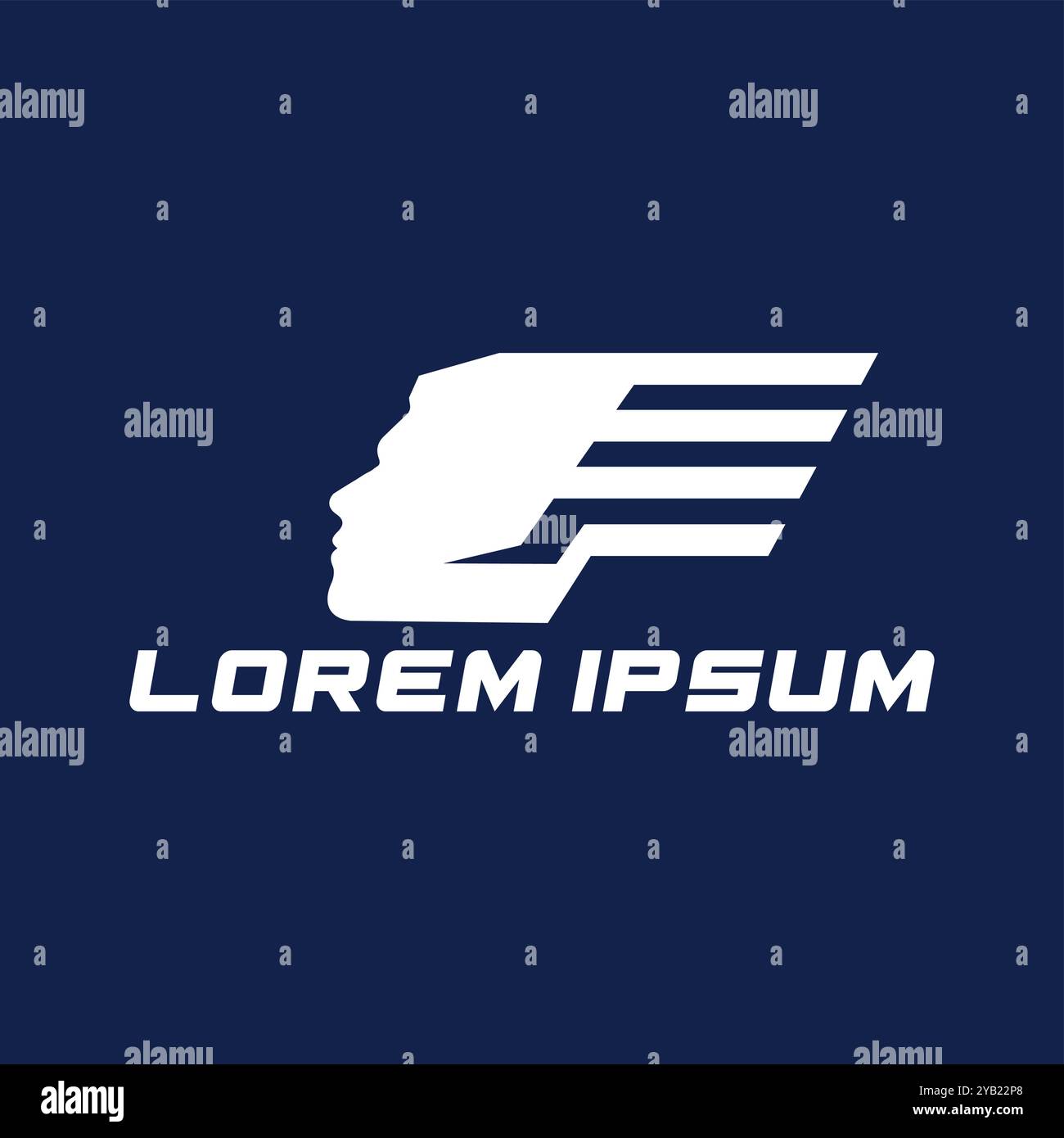 Simple Minimalist Long Hair Strong Man Male Knight Warrior god Head ...