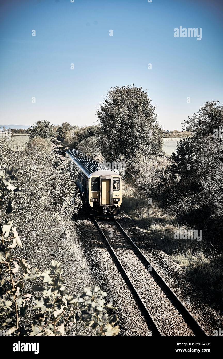 Single line railway route running between Blackpool and Preston Stock ...