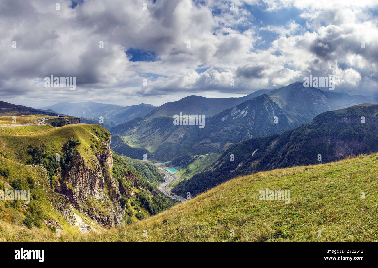 Scenic view of the Cross Pass in Georgia, showcasing lush green ...