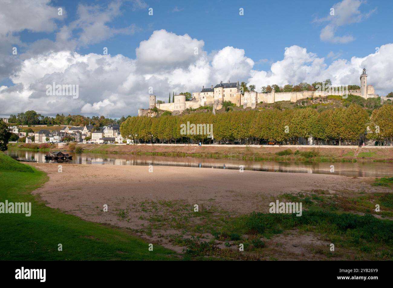 The royal fortress of Chinon and the Vienne river, Chinon, Loire-Anjou ...
