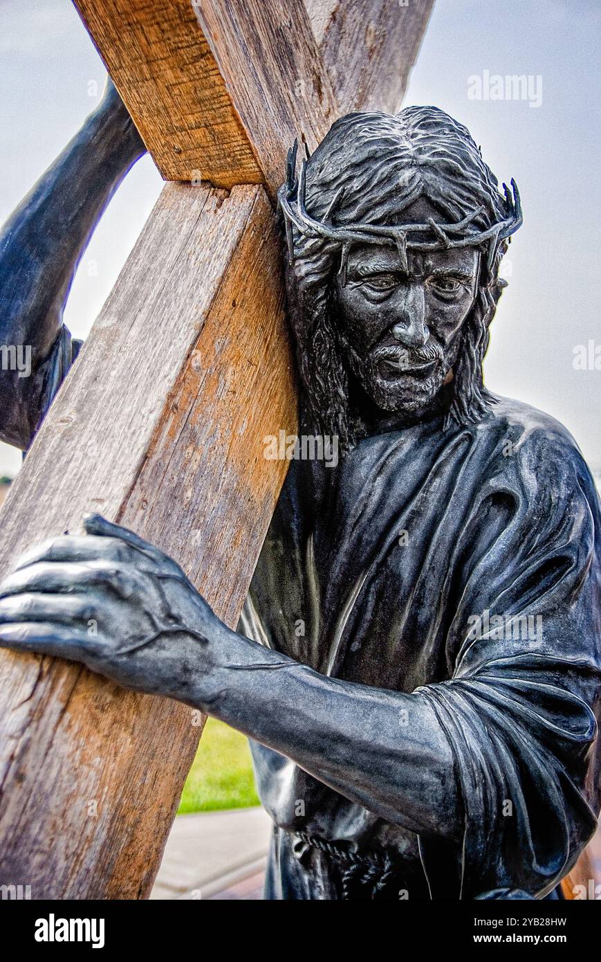 A statue of Jesus Christ carrying the cross at Groom, Texas Stock Photo ...