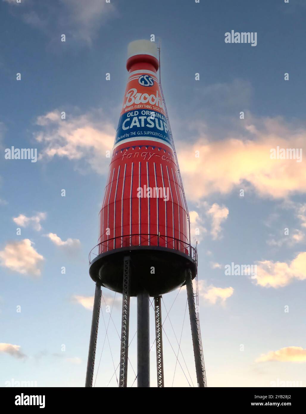 A water tower in the shape of a catsup bottle on route 66 Stock Photo ...