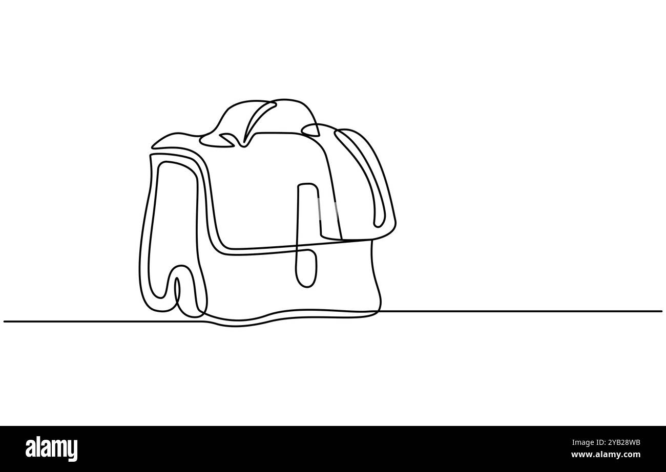 Briefcase as one line continuous outline vector illustration. Line art ...