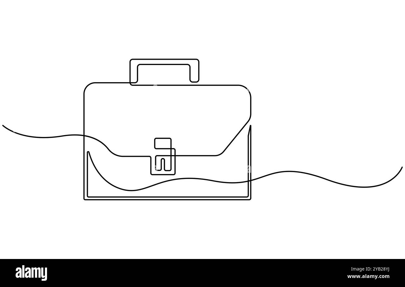 Briefcase as one line continuous outline vector illustration. Line art ...
