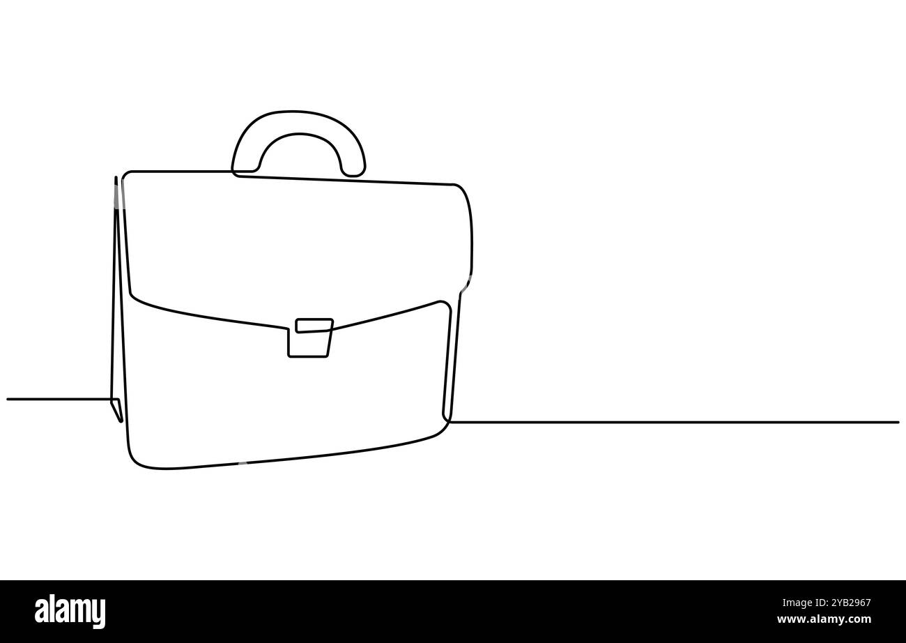 Briefcase as one line continuous outline vector illustration. Line art ...