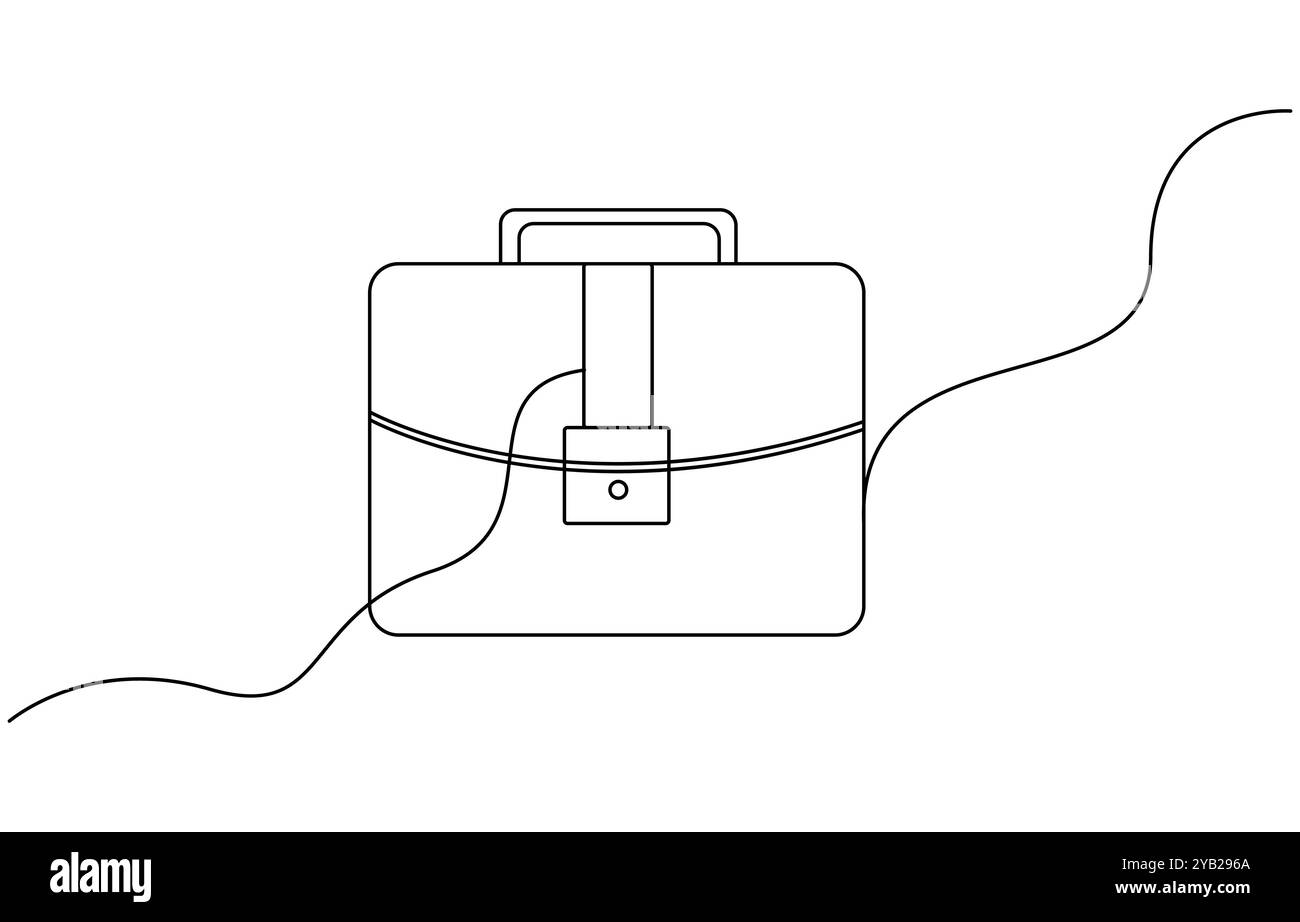 Briefcase as one line continuous outline vector illustration. Line art ...