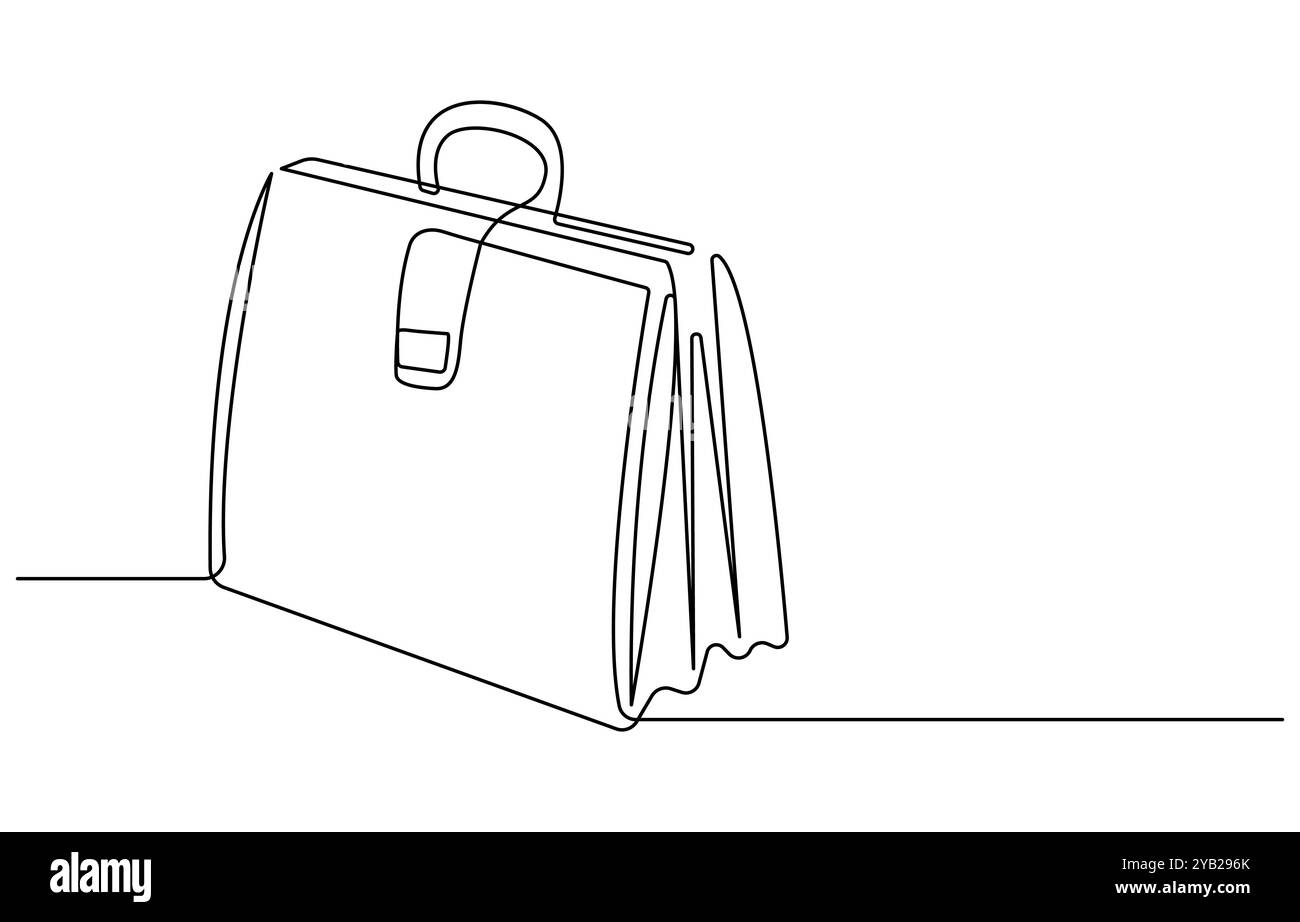 Briefcase as one line continuous outline vector illustration. Line art ...
