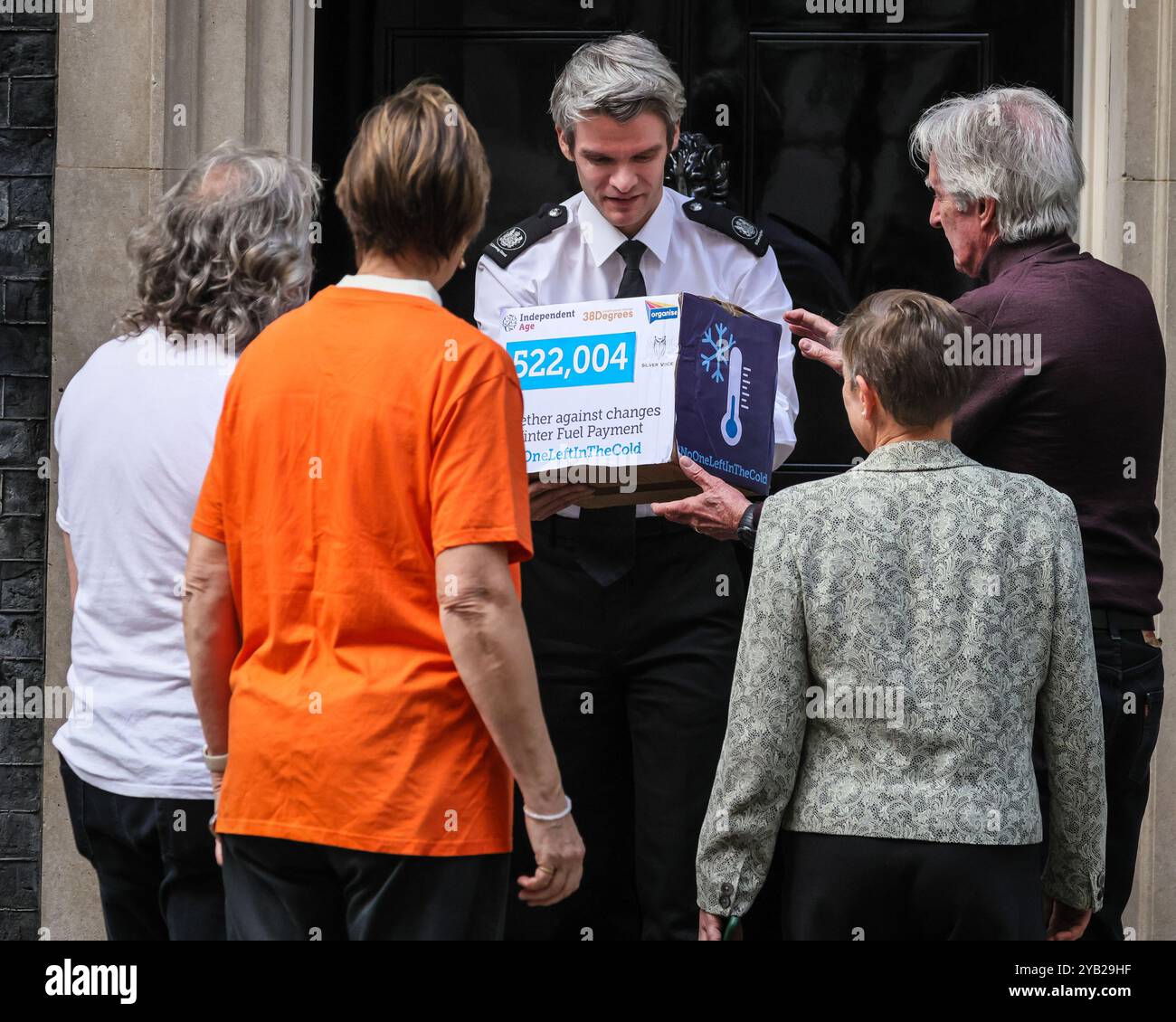 London, UK. 16th Oct, 2024. Robert Trewhella, 68, from Cornwall hands ...