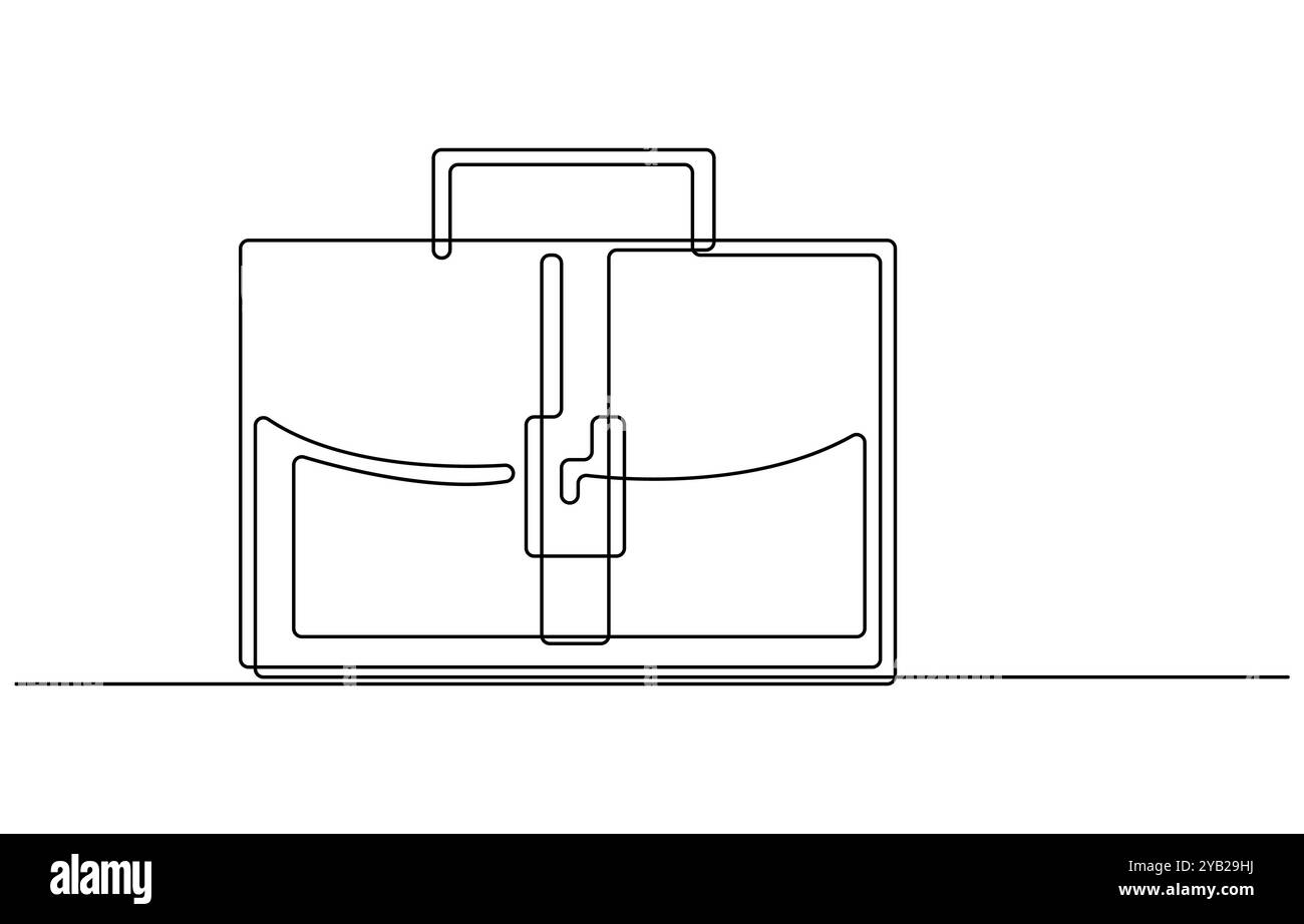 Briefcase as one line continuous outline vector illustration. Line art ...