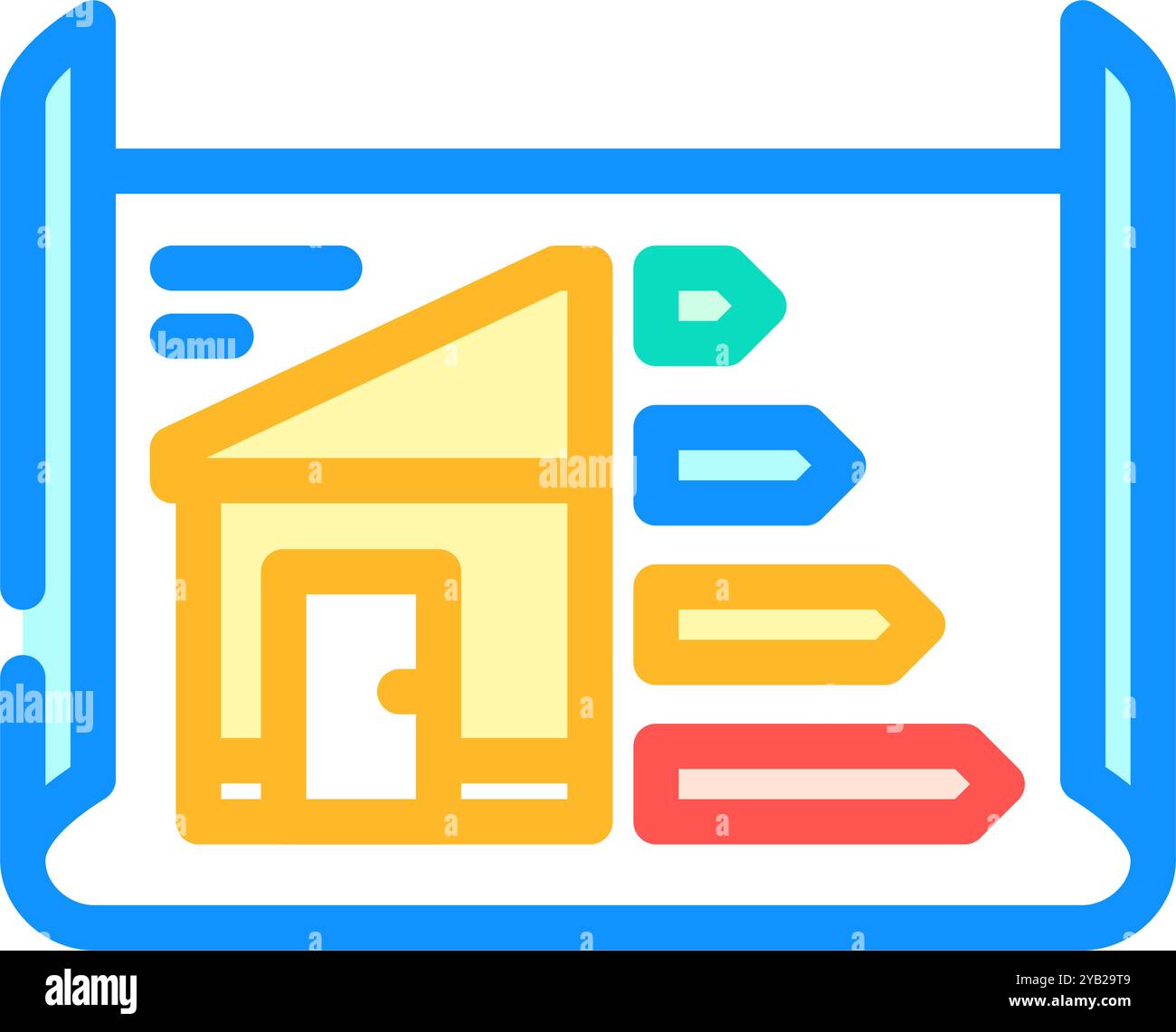 energy efficient building design color icon vector illustration Stock ...