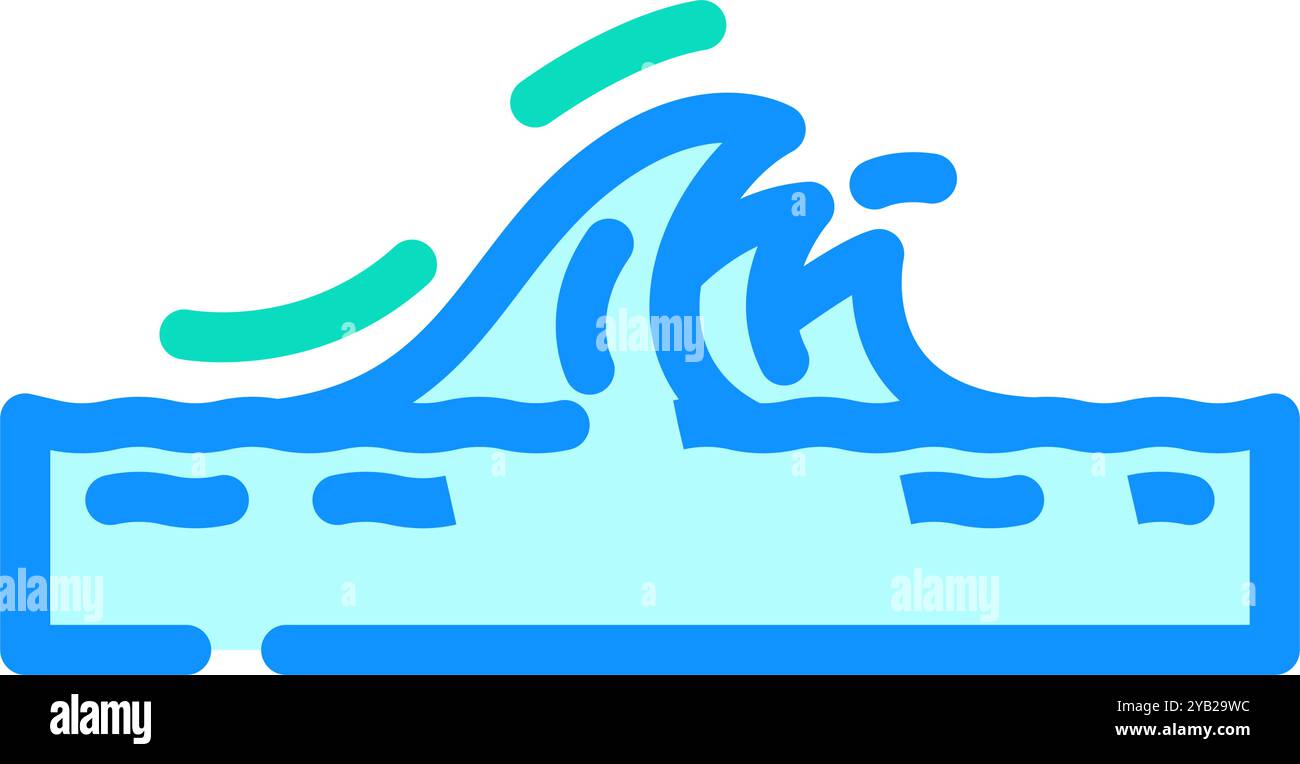 water waves disaster color icon vector illustration Stock Vector Image ...