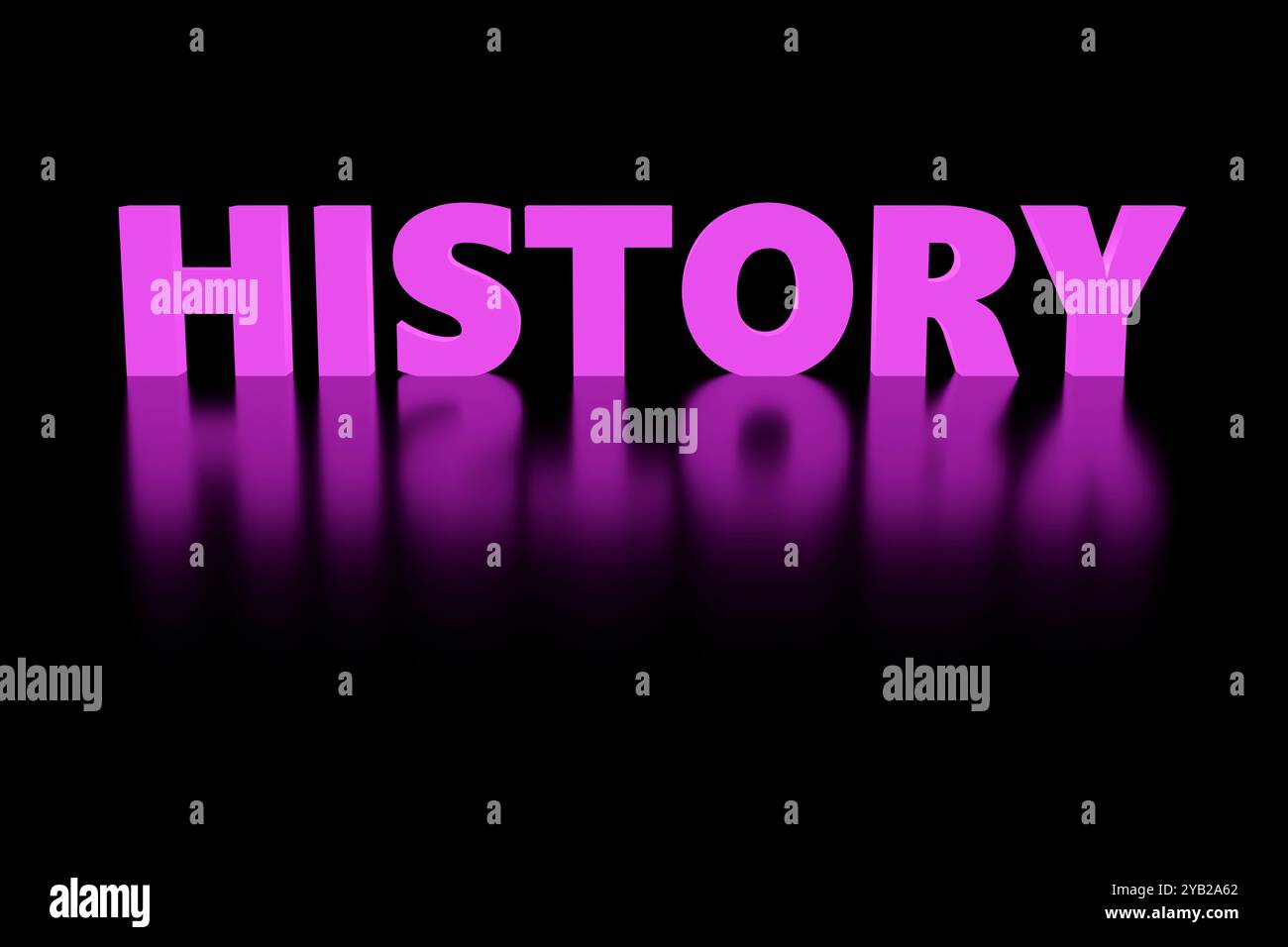 3d rendered glowing purple sign saying history black background with ...