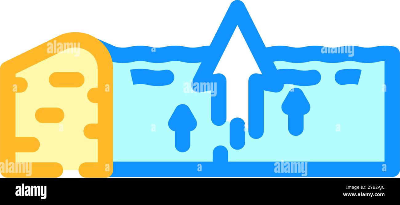 rising water disaster color icon vector illustration Stock Vector Image ...