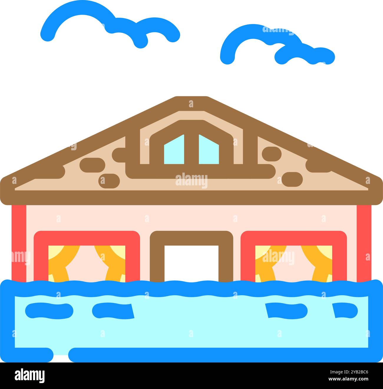flooded house disaster color icon vector illustration Stock Vector ...