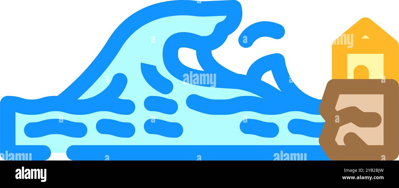 tsunami wave natural phenomena color icon vector illustration Stock ...