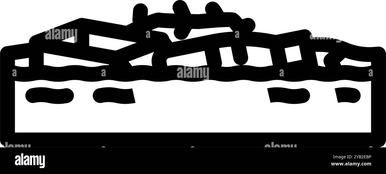 floodwater with debris line icon vector illustration Stock Vector Image ...