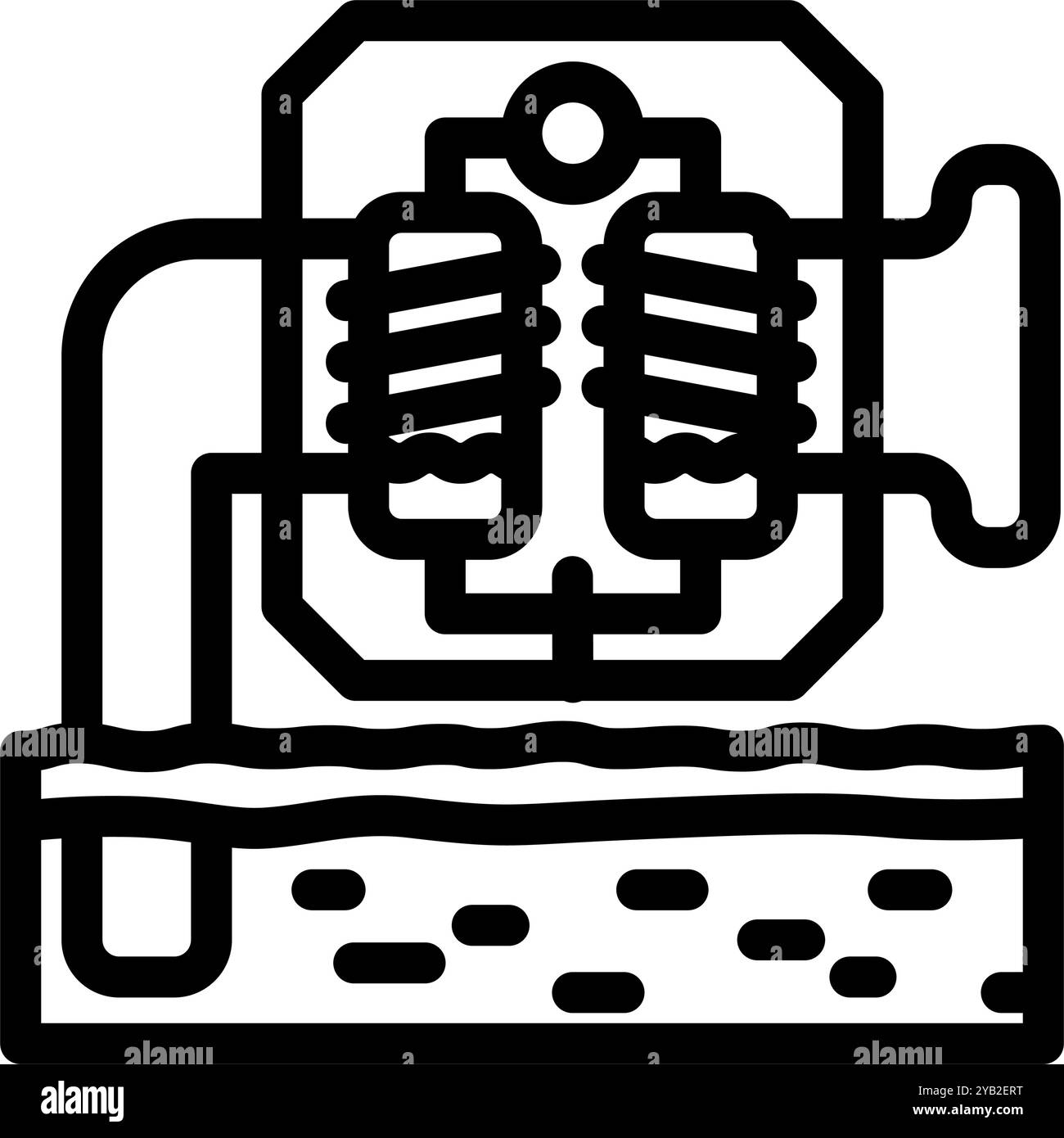 heat recovery geothermal energy line icon vector illustration Stock ...
