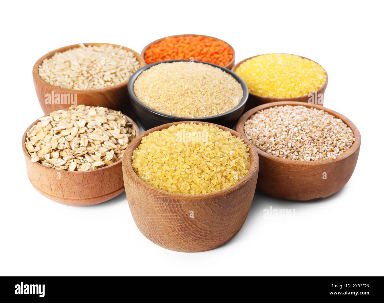 Different types of cereals isolated on white Stock Photo - Alamy