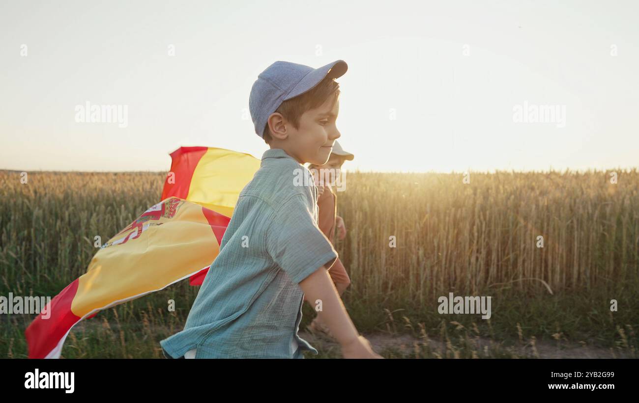 Spanish Fans Boys Children Celebrating - Running With National Espana ...
