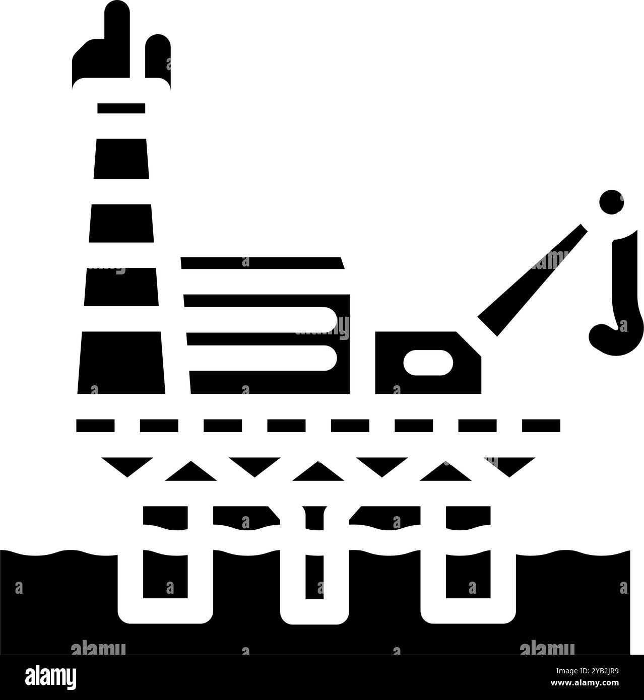 offshore drilling oil industry glyph icon vector illustration Stock ...