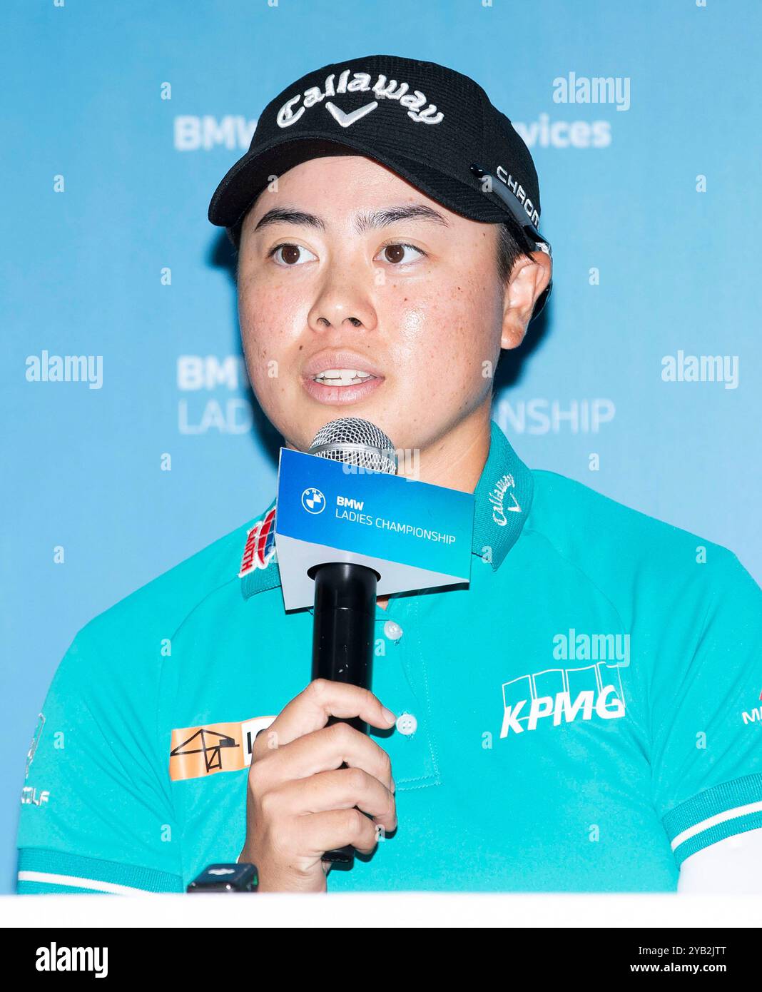 16 Oct 2024 - Paju, South Korea : Yuka Saso from Japan, press conference for the LPGA BMW Ladies ...