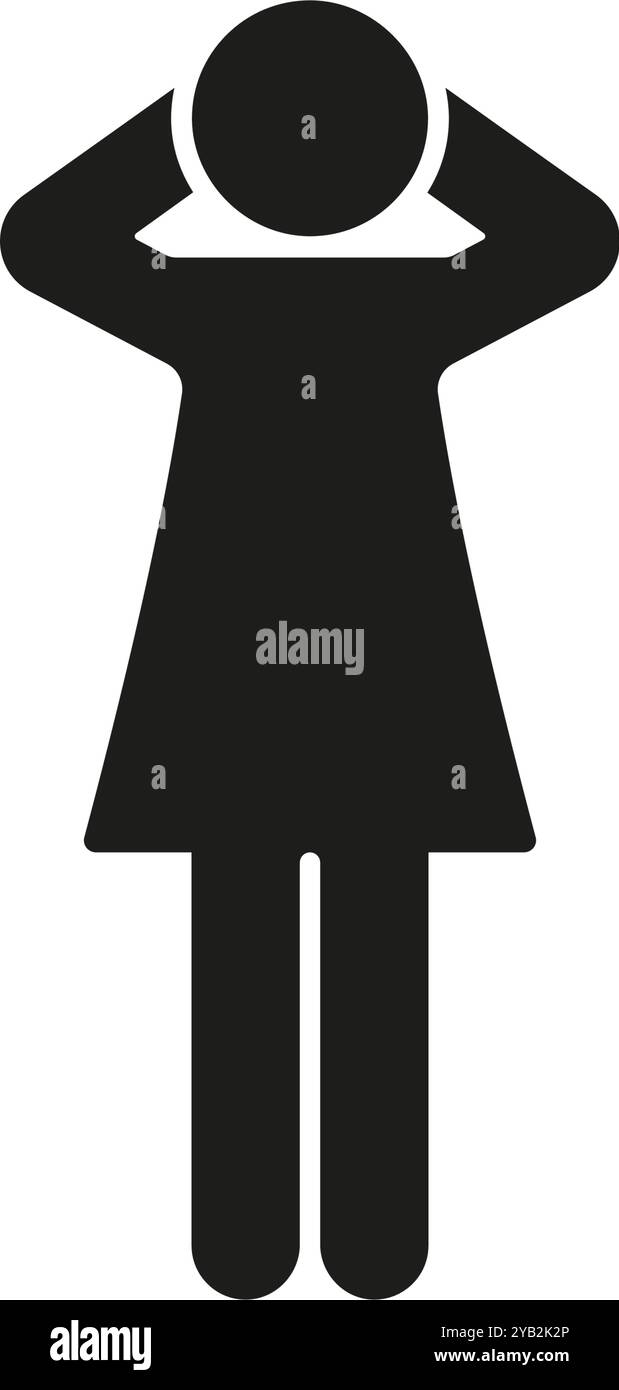 Human Figure with Hands Behind Head Silhouette Icon. Stick Figure in ...