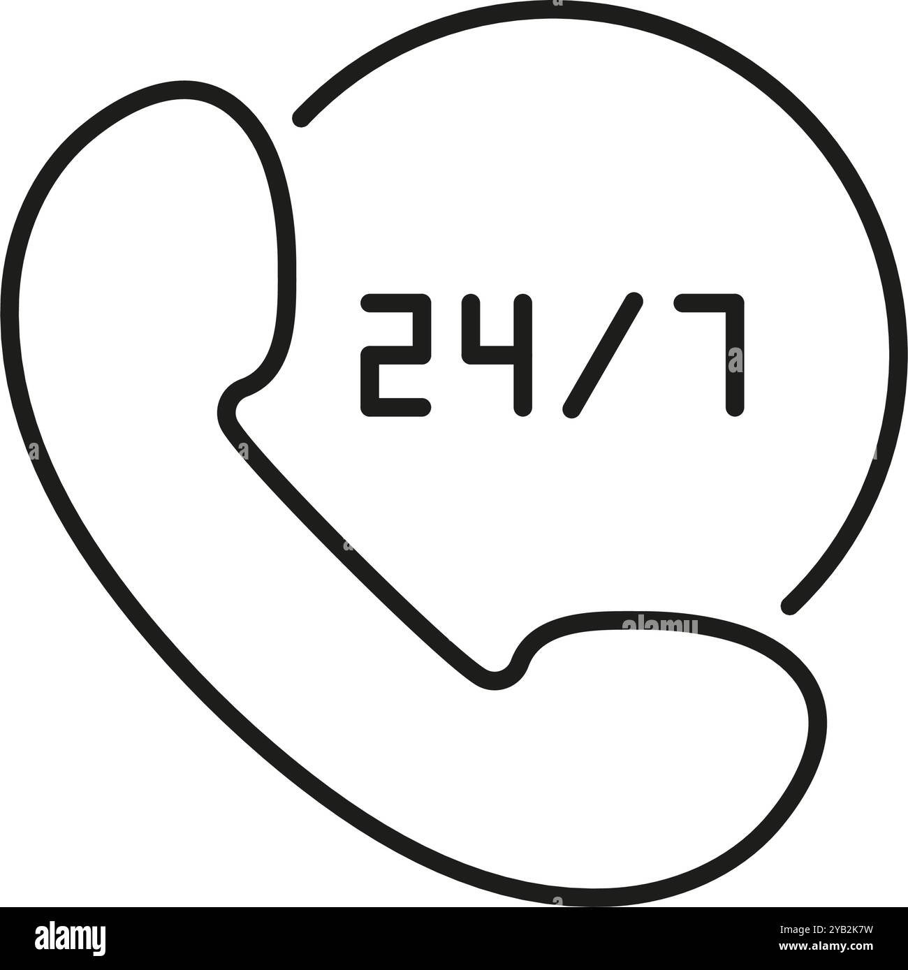 24-7 Customer Support Phone Line Icon. Time Assistance Outline Symbol ...