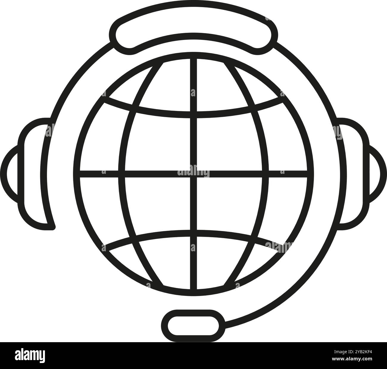 Global Customer Support Line Icon with Headset for International ...