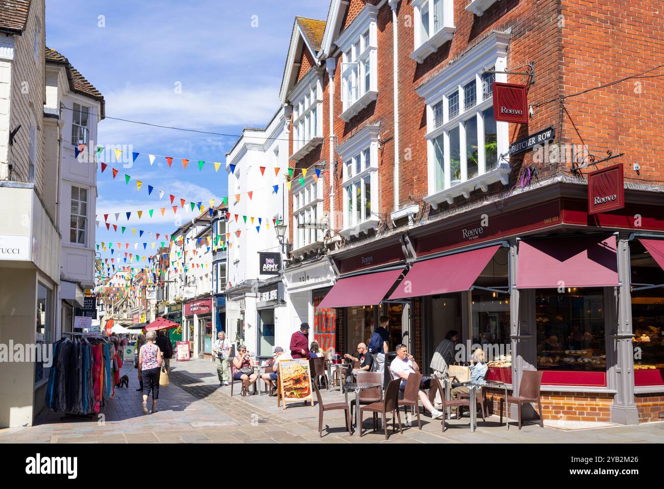 Fashion shops and Reeve the Baker shop and cafe on Butcher Row in ...