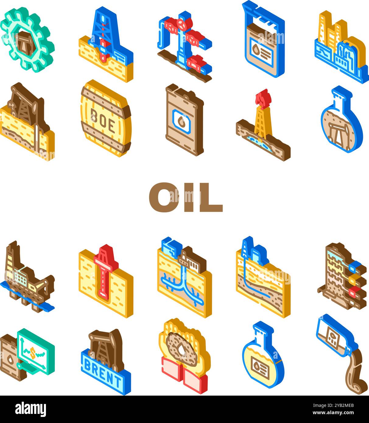oil industry petroleum refinery icons set vector Stock Vector Image ...