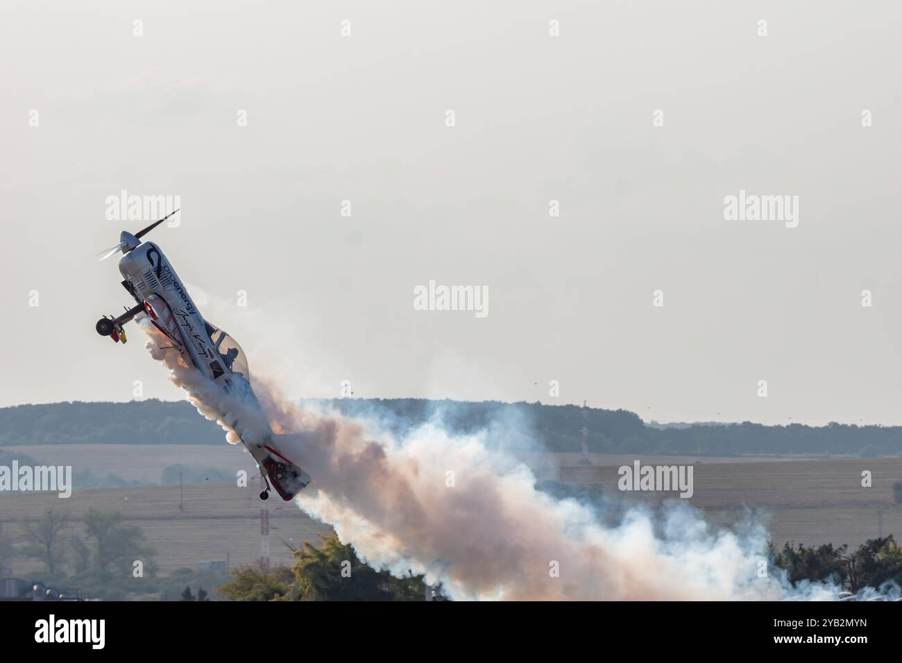 Aerobatic pilot Jurgis Kairys performs a cobra maneuver on the Sukhoi ...