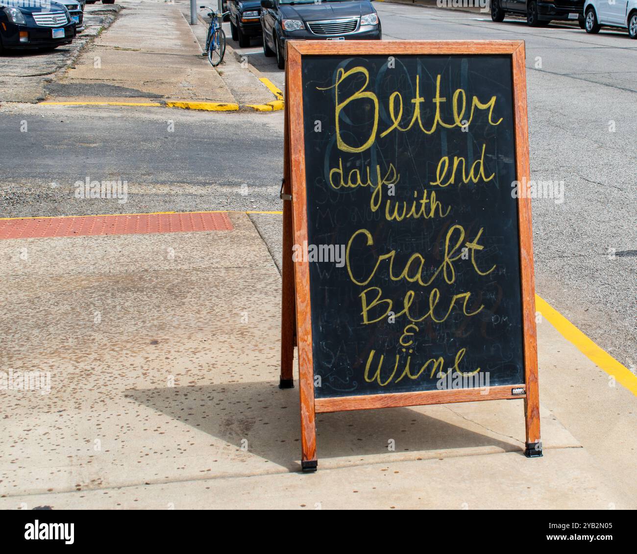 outdoor chalkboard sign on the sidewalk, with words advertising craft ...