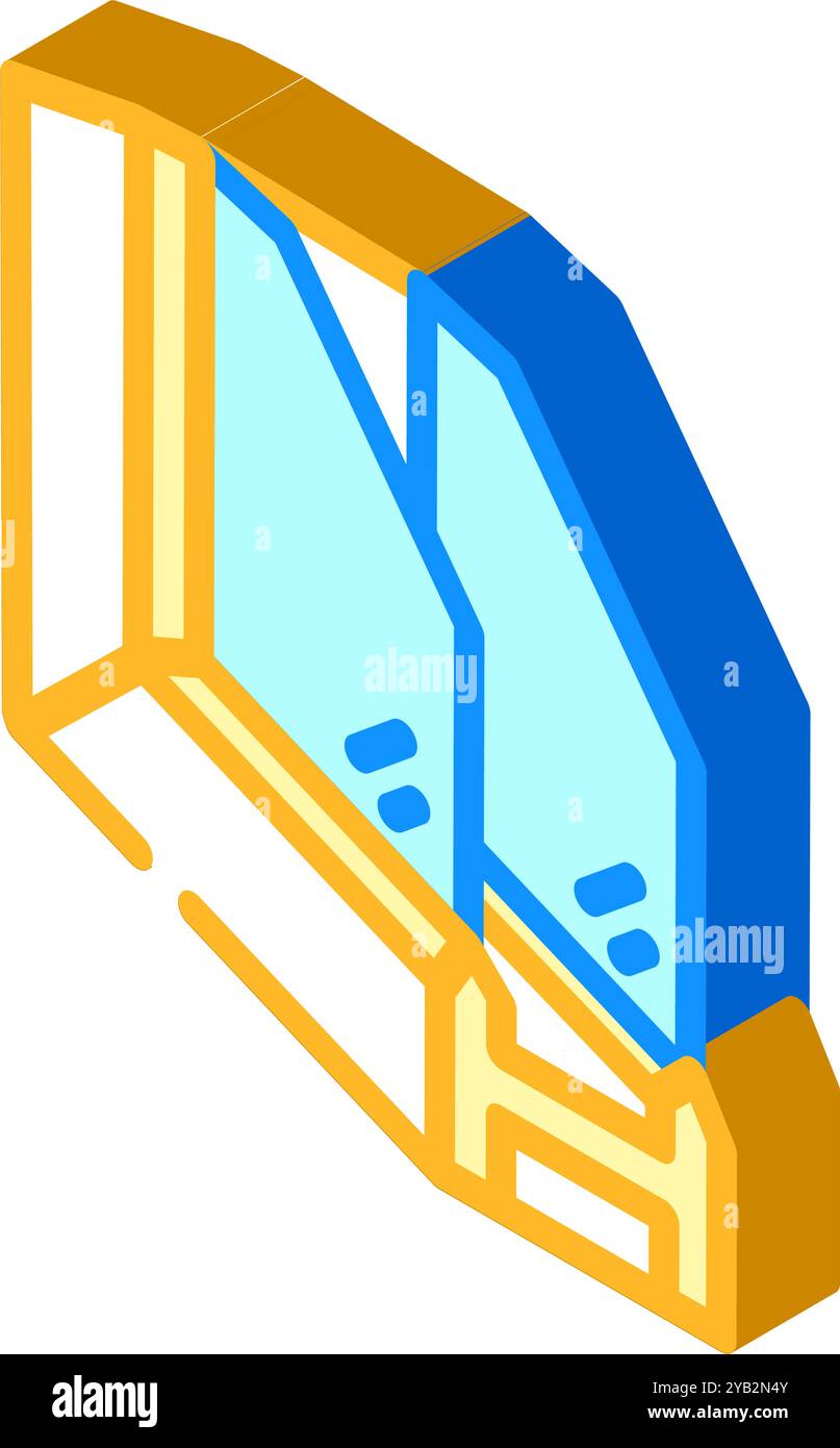 double pane windows energy conservation isometric icon vector ...